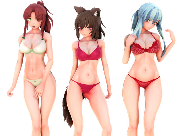 MMD 下着ポニーテール / MIT$U さんのイラスト - ニコニコ静画 (イラスト)