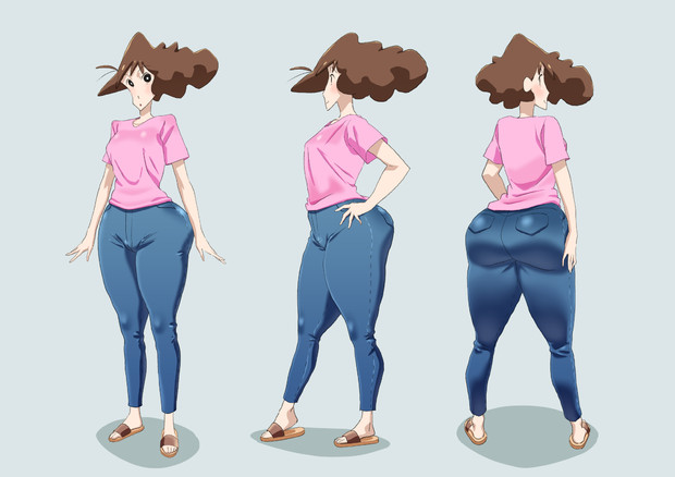 ケツデカおばさん。キャラ表風。ジーパン。 イカ大将軍 さんのイラスト ニコニコ静画 イラスト