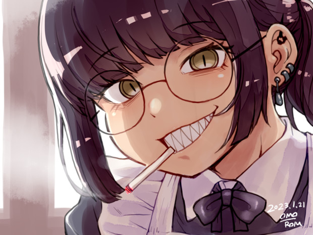 ギザ歯丸眼鏡ヤニカスメイド Omo Rom さんのイラスト ニコニコ静画 イラスト