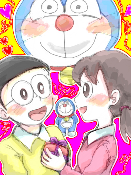 のび太としずかちゃんを、温かい目で見守るドラえもん。 / ガク さんのイラスト - ニコニコ静画 (イラスト)