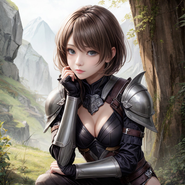 頬杖をつく女戦士 へなちょこなポザ者 さんのイラスト ニコニコ静画 イラスト