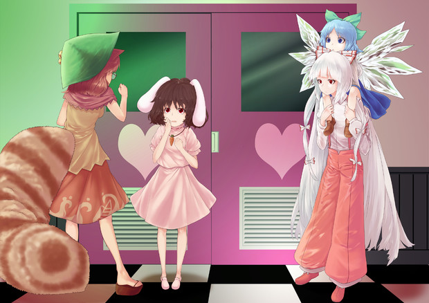 二ッ岩とてゐ チルノと妹紅 Touhou さんのイラスト ニコニコ静画 イラスト
